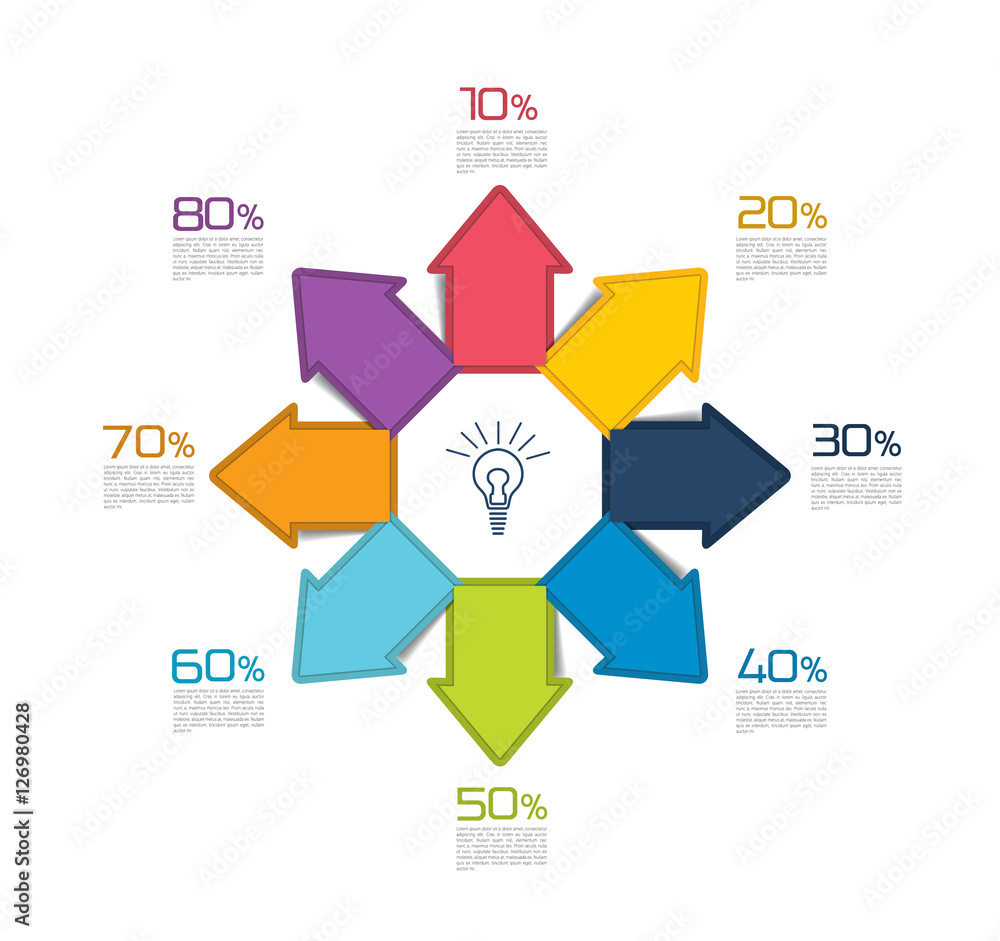 8 directions color arrows design diagram, chart, template, infographic ...