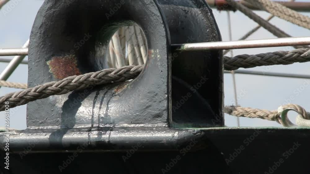Ship rope Mooring winch on in the stern of the vessel Видео Stock ...
