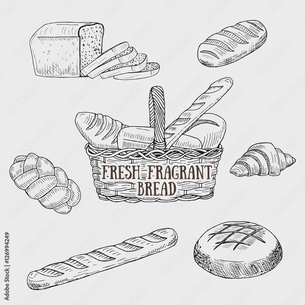 Graphic kinds of bread include bread basket, sliced bread, loaf ...
