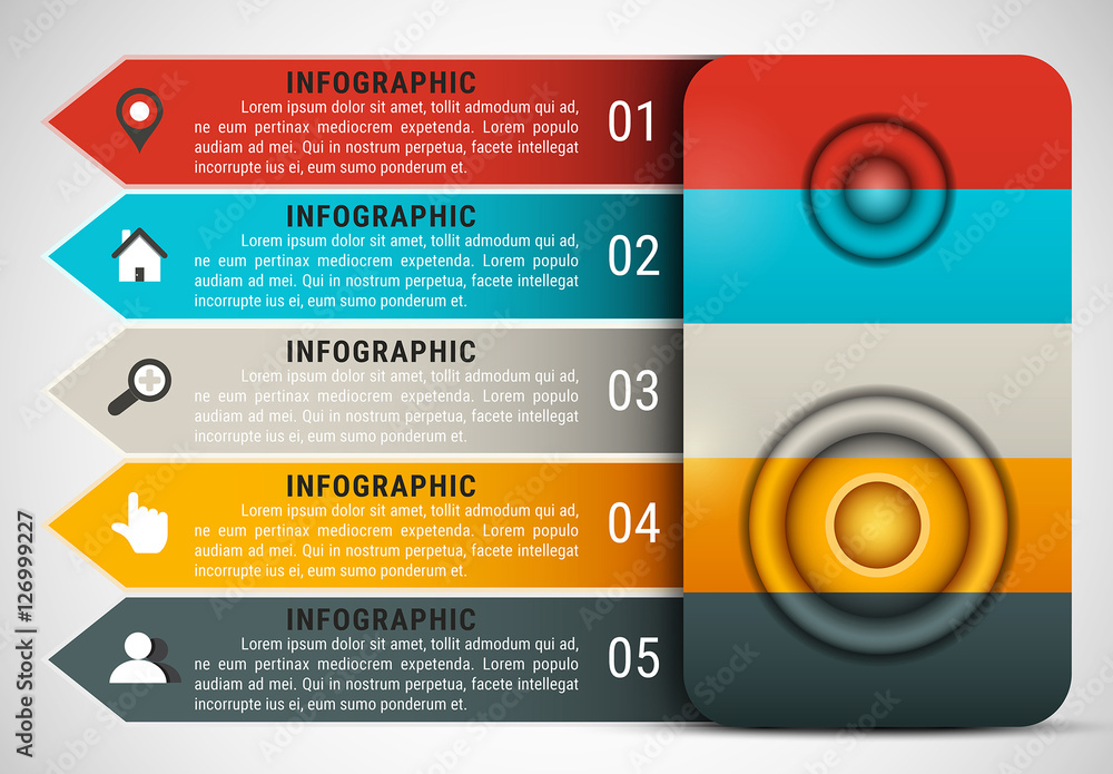 Speaker Element Infographic with Grayscale Icon Set Stock Template ...