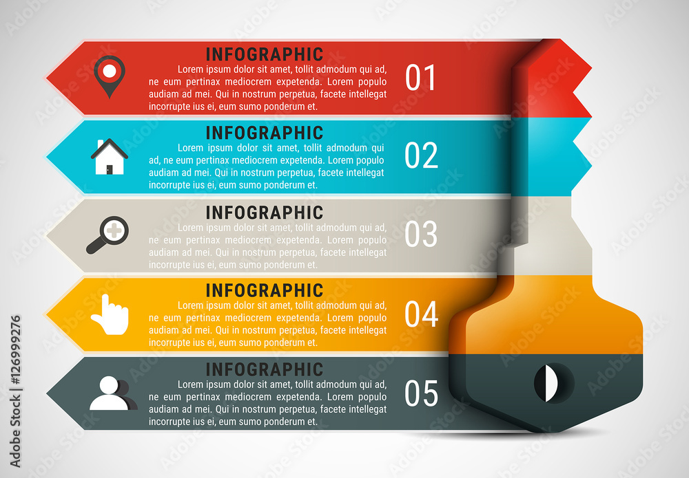 Key Element Infographic with Grayscale Icon Set Stock Template | Adobe ...