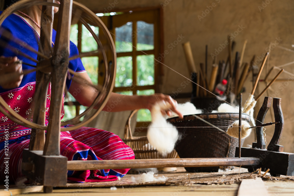 Traditional loom for wool clothes. Soft Focus Stock Photo | Adobe Stock