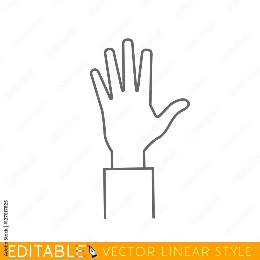 Open hand. Editable outline sketch icon. Stock Vector | Adobe Stock