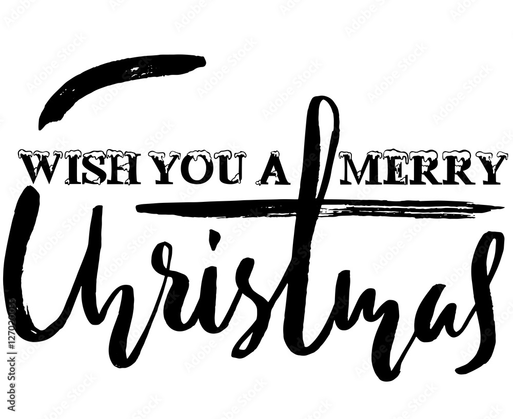 Classic lettering design for a Christmas greetings card. Black and ...