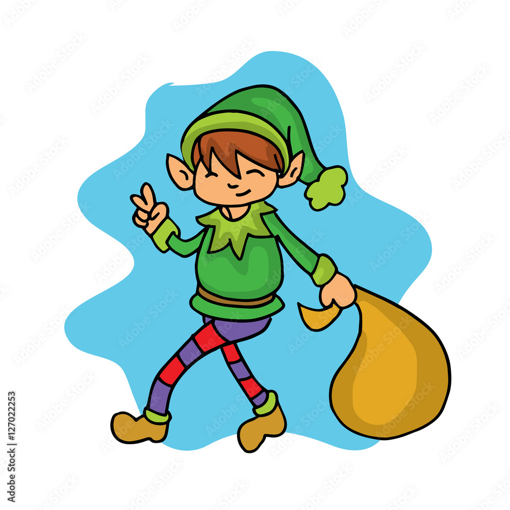 Christmas collection elf helper cartoon Stock Vector | Adobe Stock