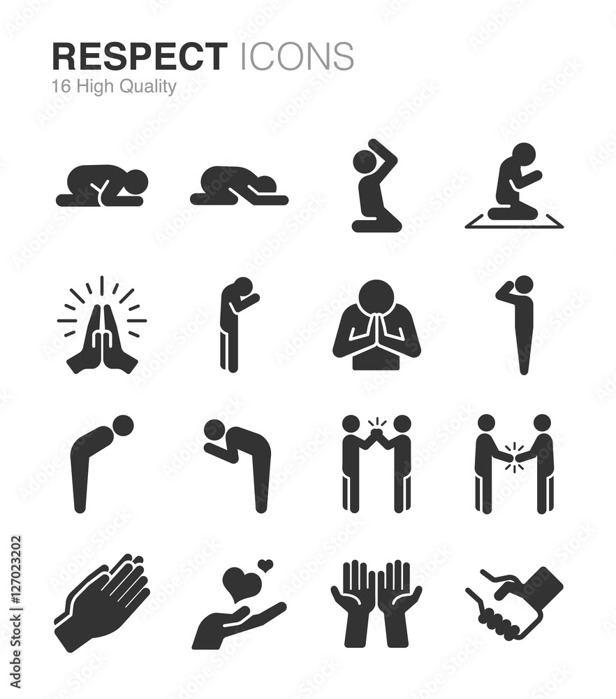 Respect, reverence and veneration icons Stock Vector | Adobe Stock