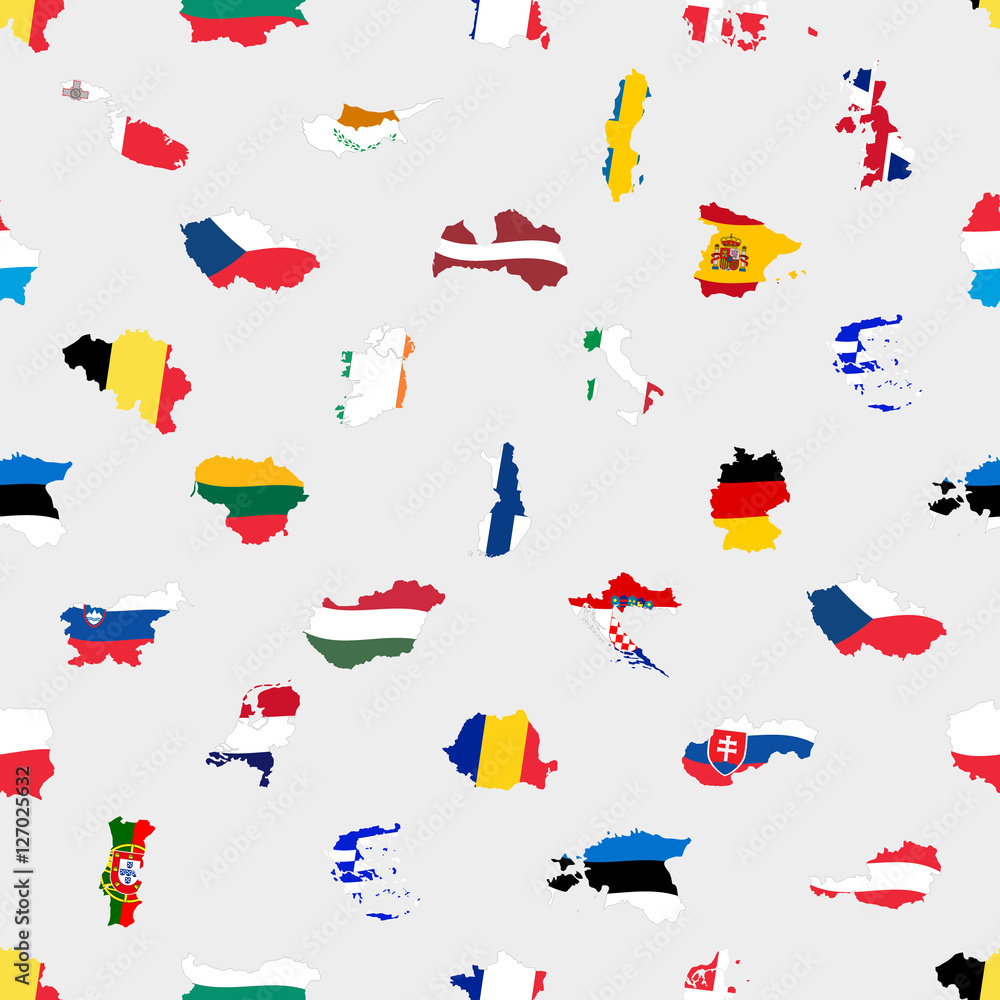 simple color flags all european union countries like maps seamless ...