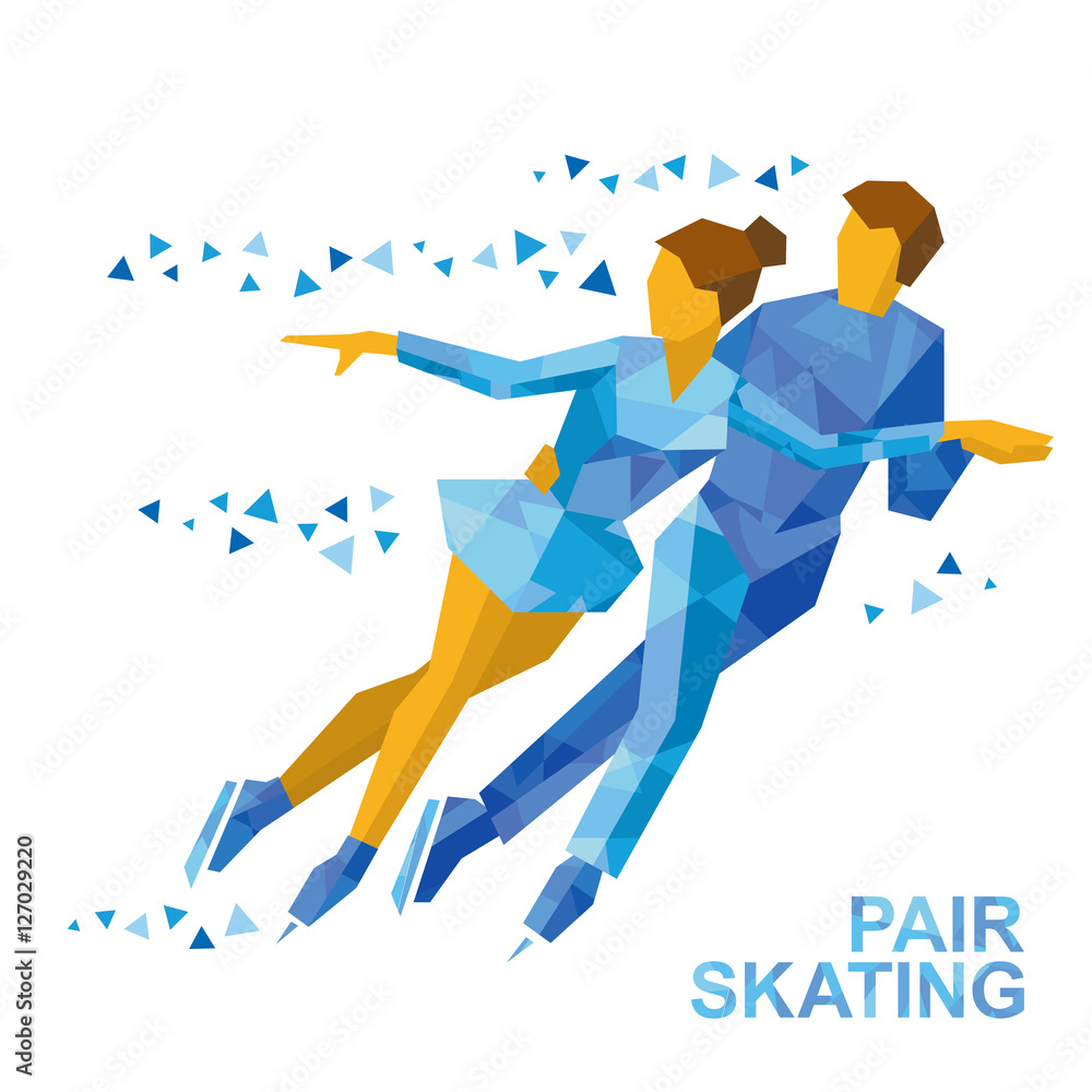 Winter sports - Pair Figure Skating. Cartoon skating man and woman ...