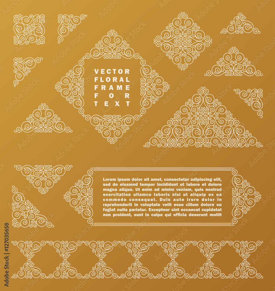 Arabic vector set of frames lines art design templates. Muslim gold ...