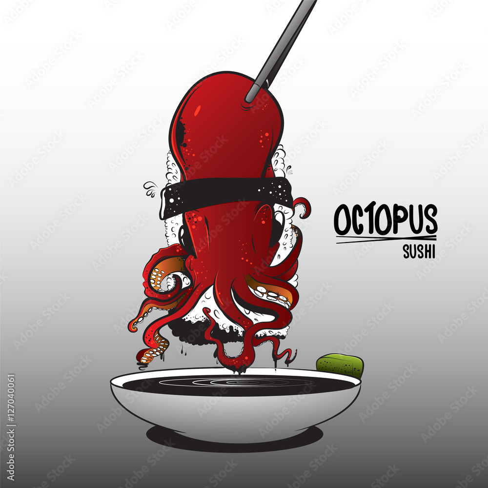 Octopus Sushi Stock Vector | Adobe Stock
