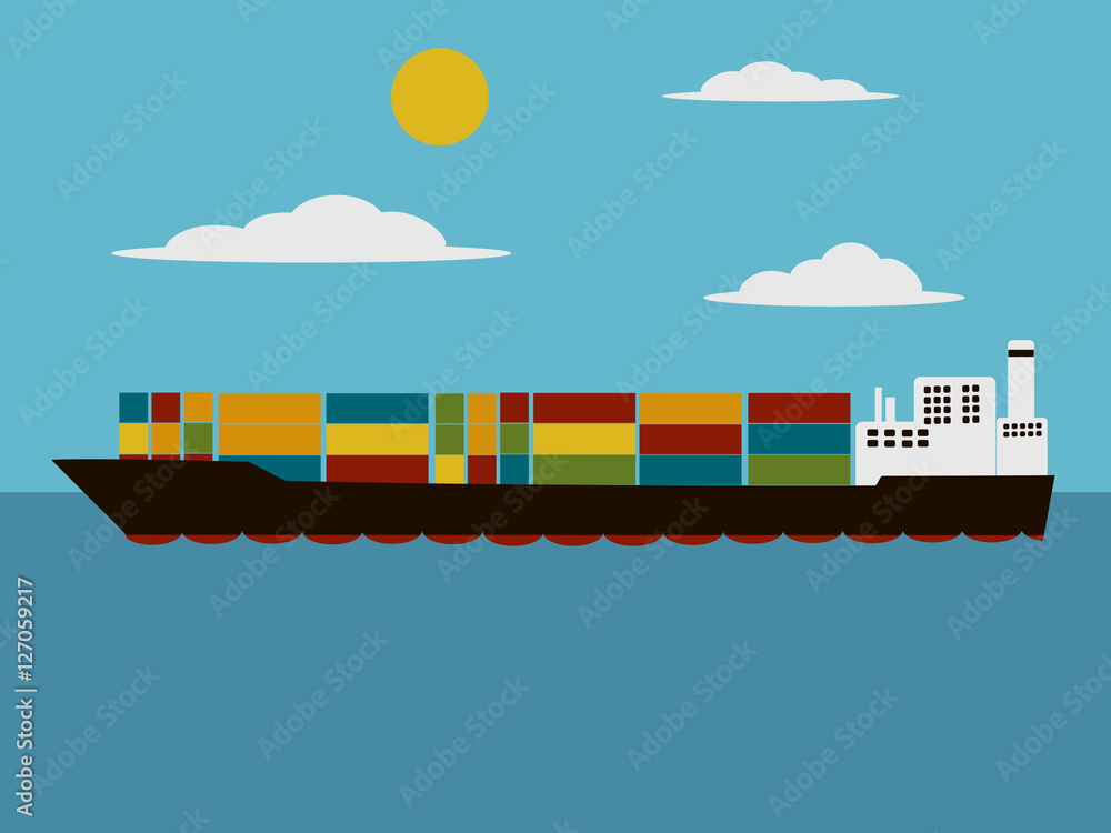 Containers cargo ship cartoon vector illustration Stock Vector | Adobe ...