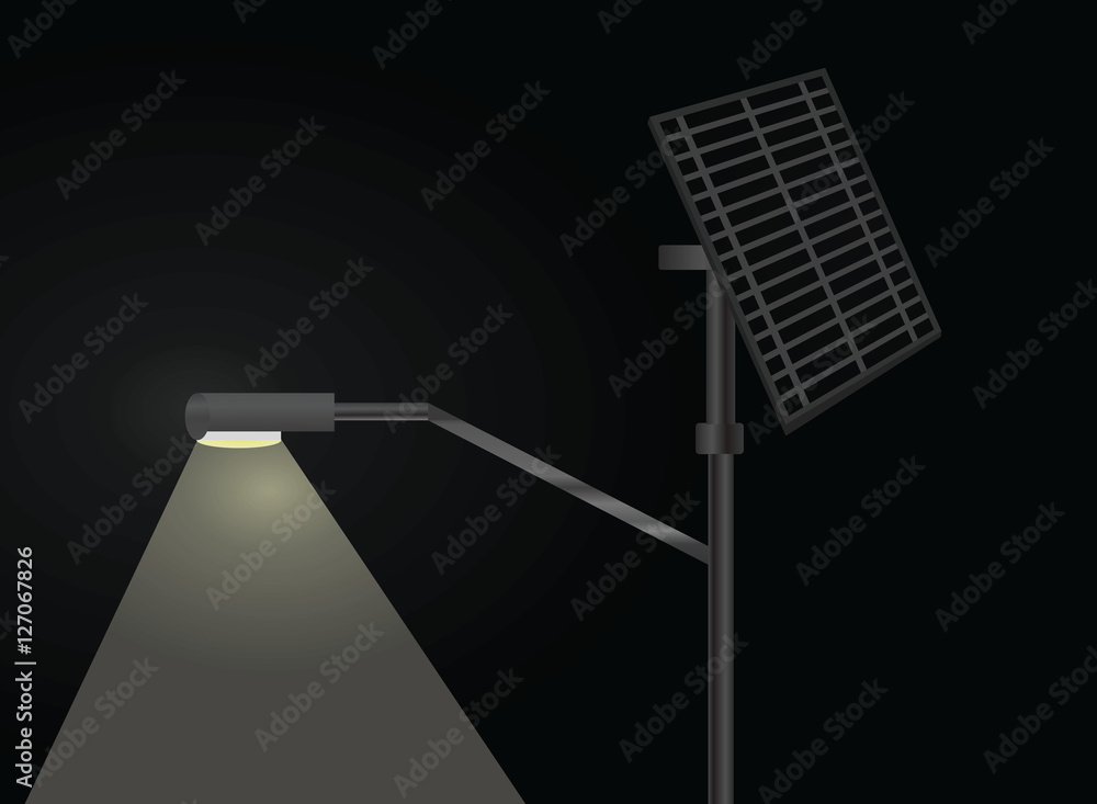 Street light with solar panel vector Stock Vector | Adobe Stock