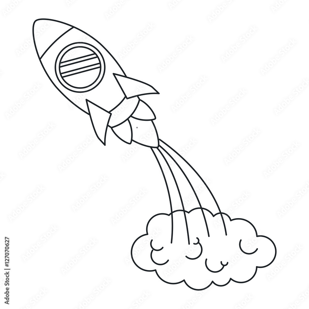 Rocket draw icon. Spaceship aircraft start up and shuttle theme ...