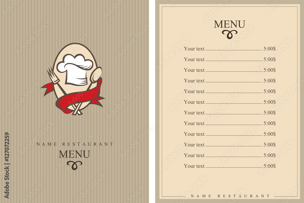 menu background of chef hat with spoon and fork Stock Vector | Adobe Stock