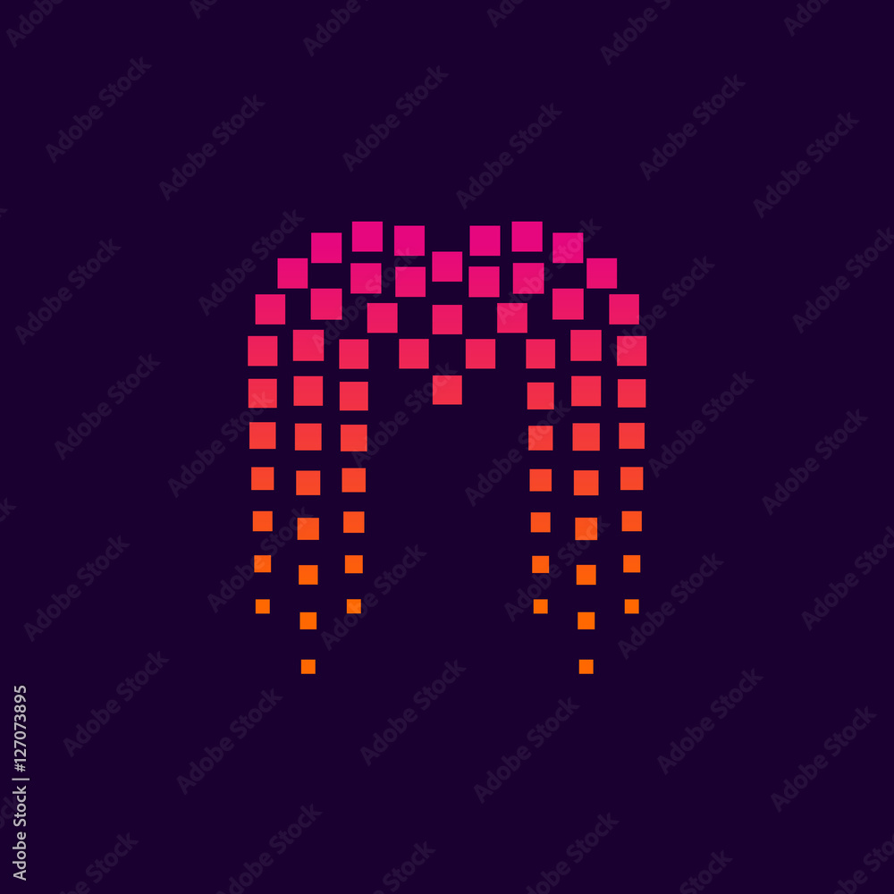 Letter M logo.Dots logo colorful,pixel shape logotype vector design ...