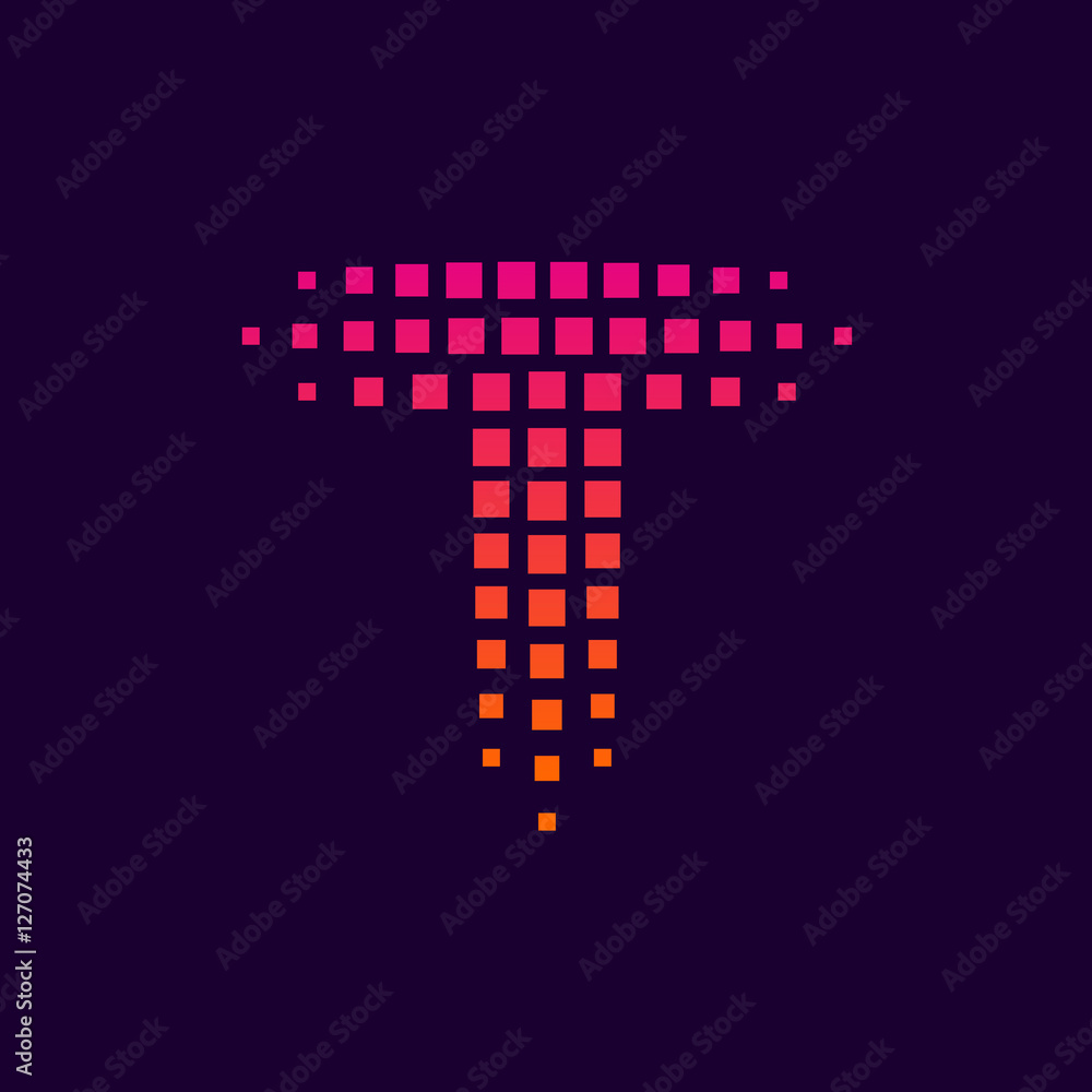 Letter T logo.Dots logo colorful,pixel shape logotype vector design ...