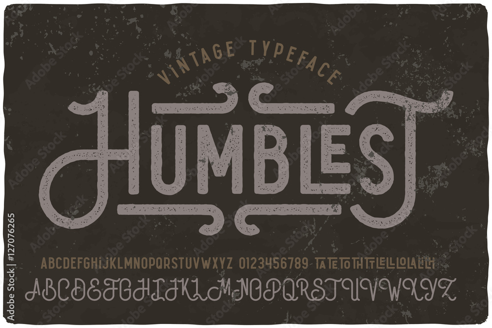 Vintage grunge font with dirty noise texture. Old letters on rusted ...
