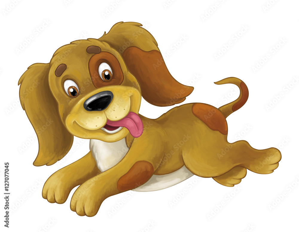 Cartoon happy dog is jumping and looking - artistic style - isolated ...