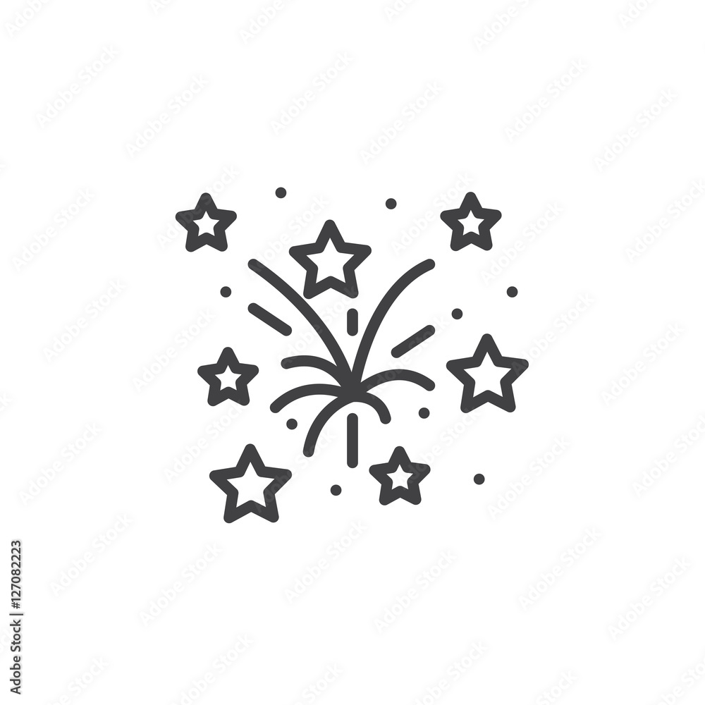 Fireworks line icon, outline vector sign, linear pictogram isolated on ...