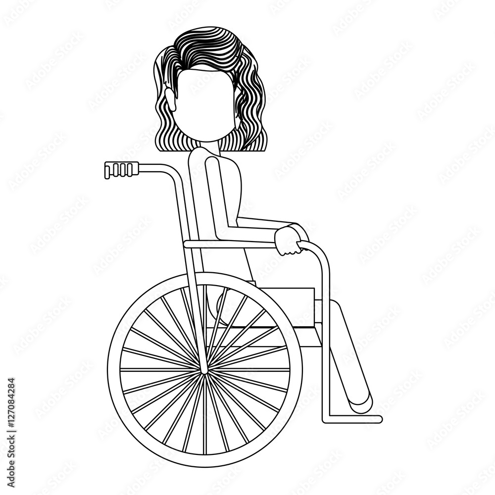 Disabled girl cartoon icon. People medical health care and physical ...