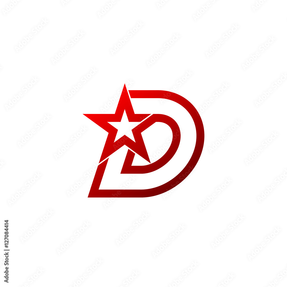 Letter D logo,Red star sign Branding Identity Corporate unusual logo ...