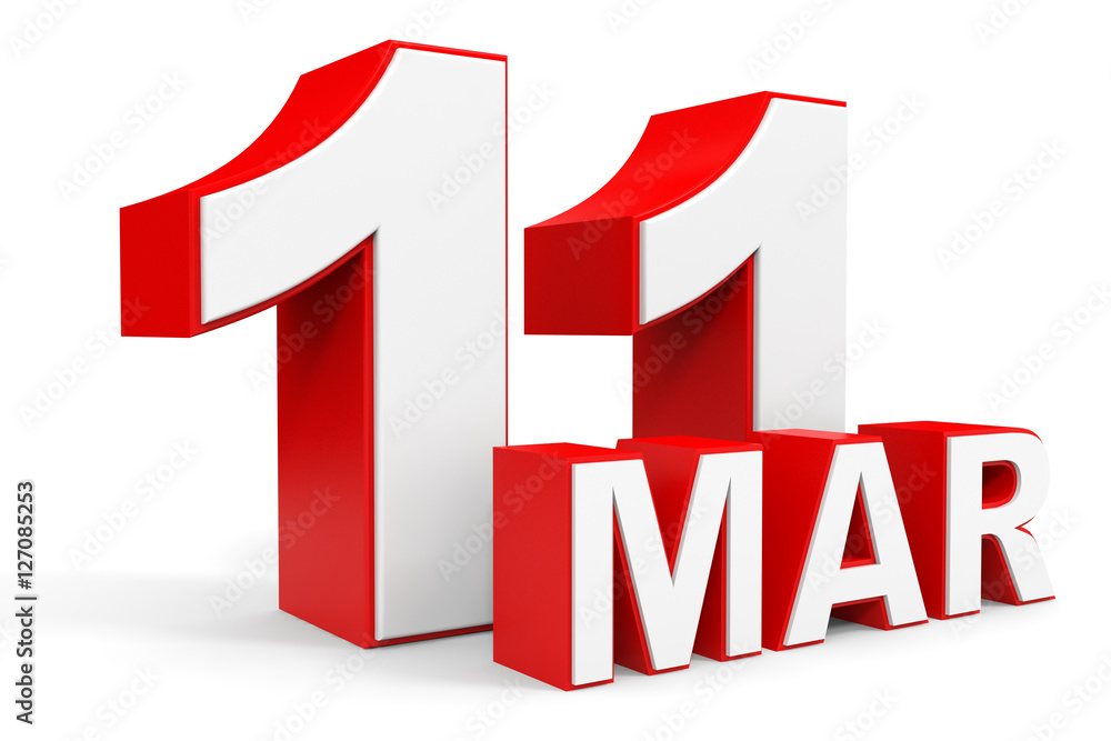 March 11. 3d text on white background. Stock Illustration | Adobe Stock