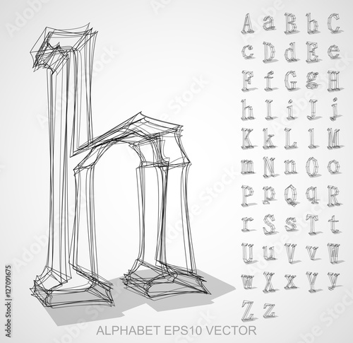 Vector illustration of a sketched Letters. Hand drawn 3D Letters. Stock ...