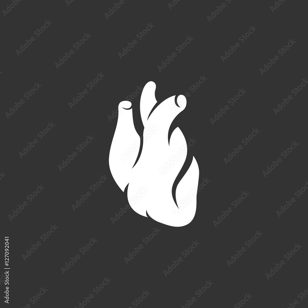 Anatomical heart logo on black background. Cardiology vector icon Stock ...