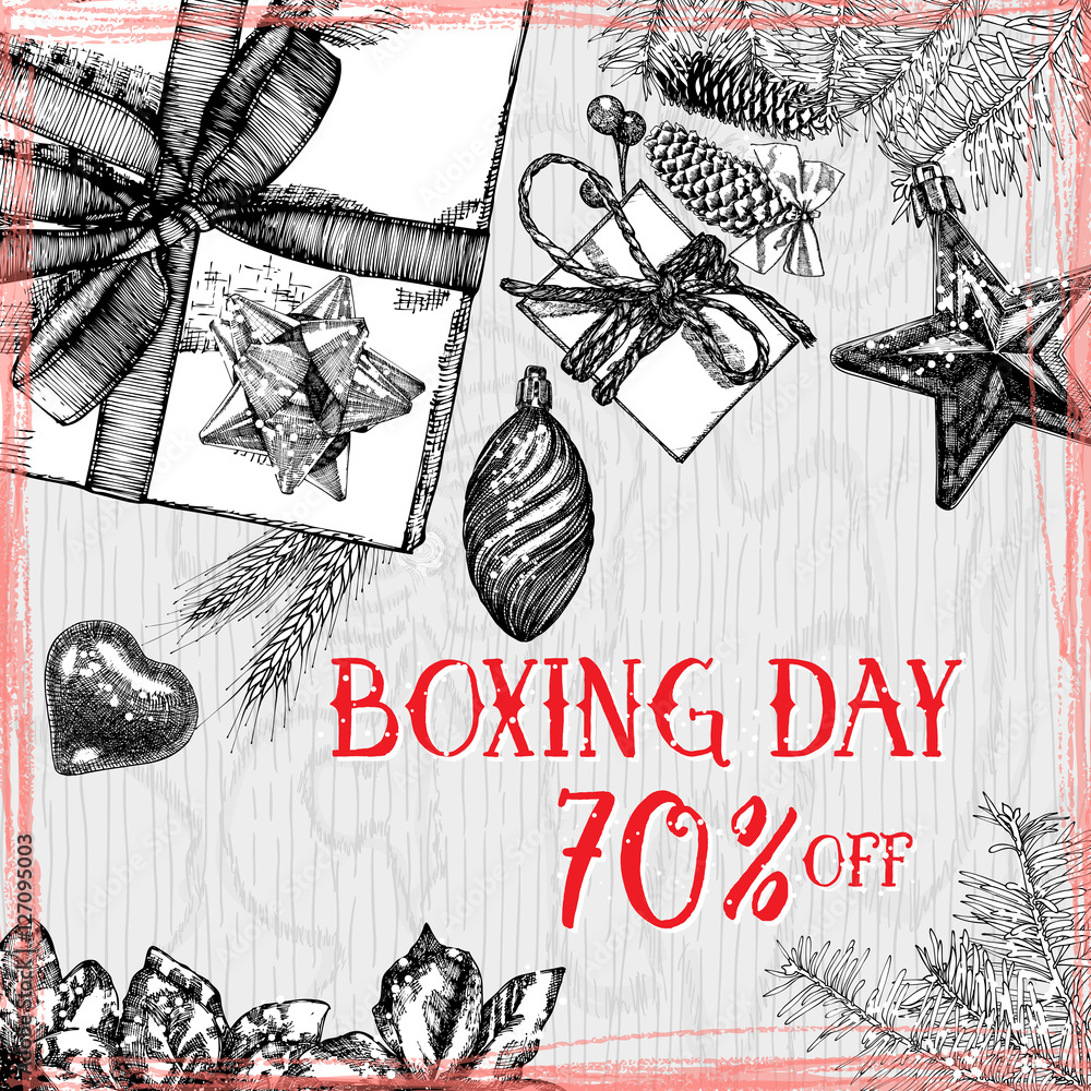 Boxing day 70 percent off Christmas Sale marketing template ...