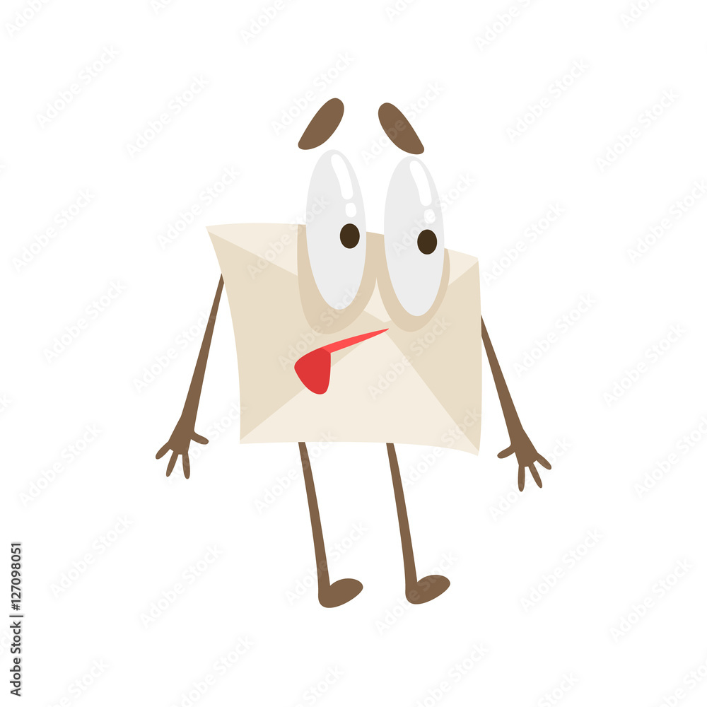 Stopping Humanized Letter Paper Envelop Cartoon Character Emoji ...