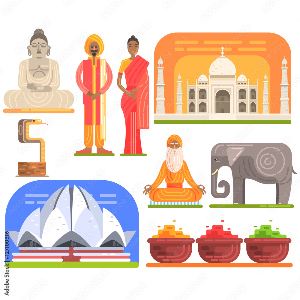 Famous Touristic Attractions To See In India. Traditional Tourism ...