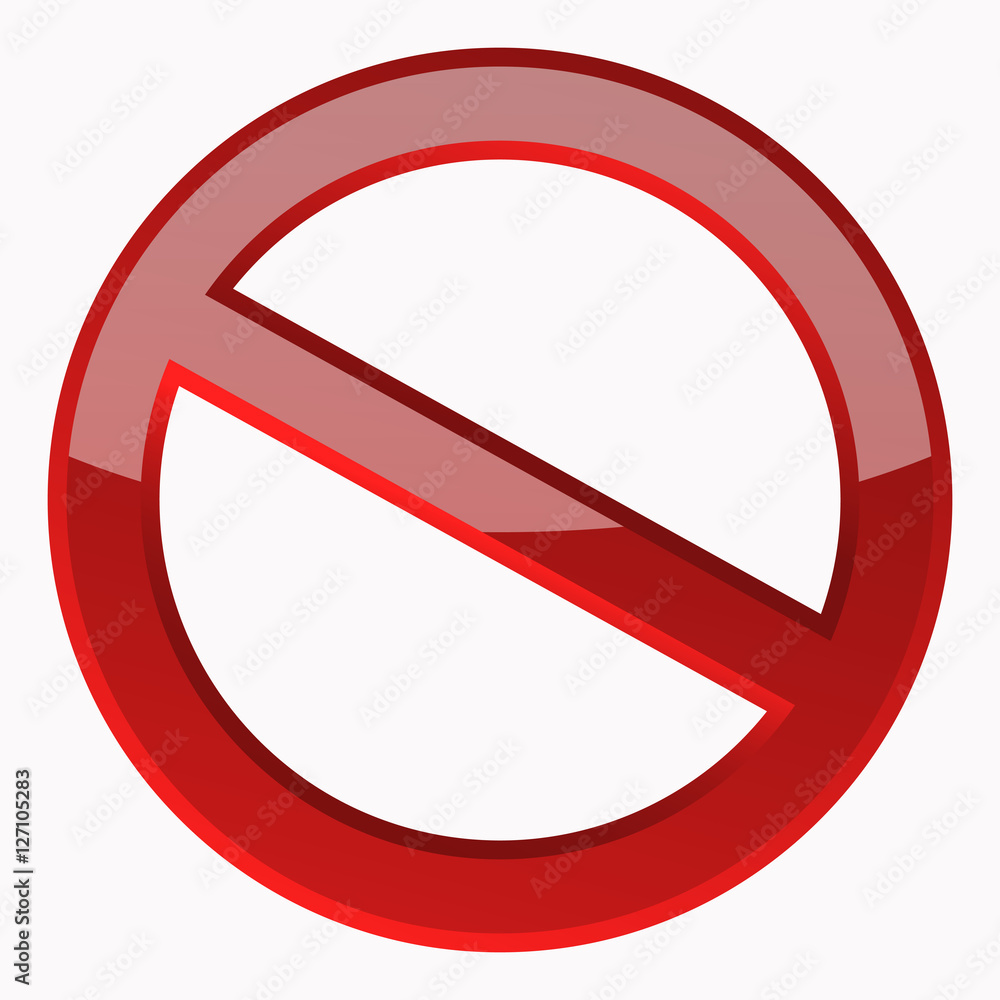 Red Prohibition sign 3D Icon at the white background. Do Not Symbol for ...