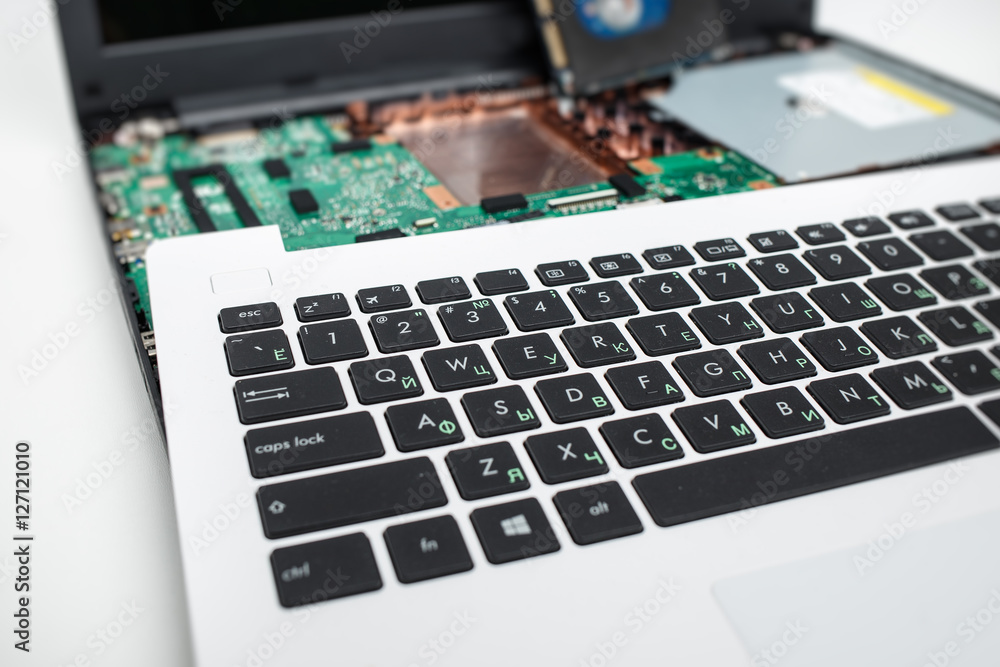 Repair laptop on white background,Computer laptop broken. Stock Photo ...