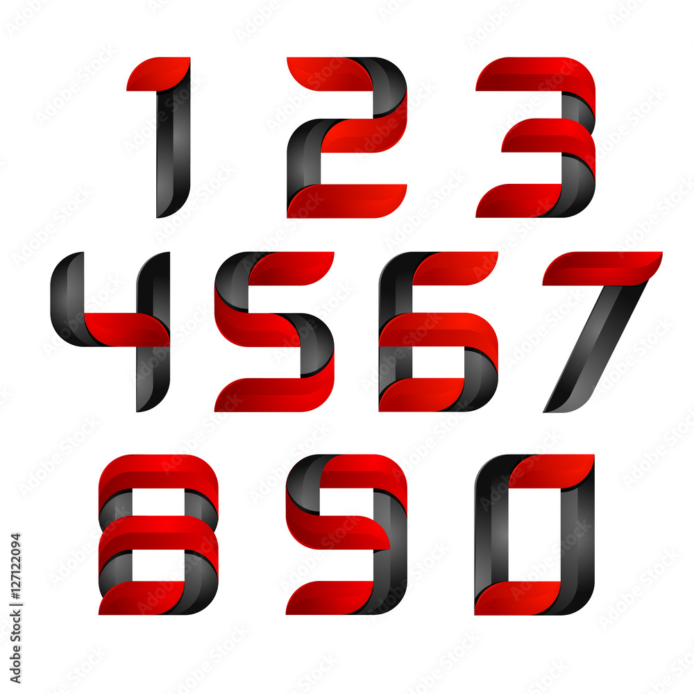 vector 3d Number set logo with speed red and black. Design for banner ...