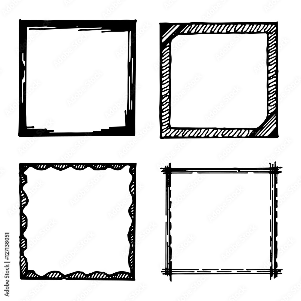 Hand drawn vector frames collection Stock Vector | Adobe Stock