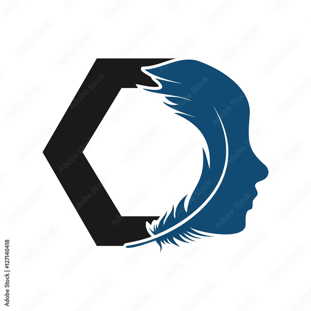 Abstract face logo design, face quill logo design Stock Vector | Adobe ...