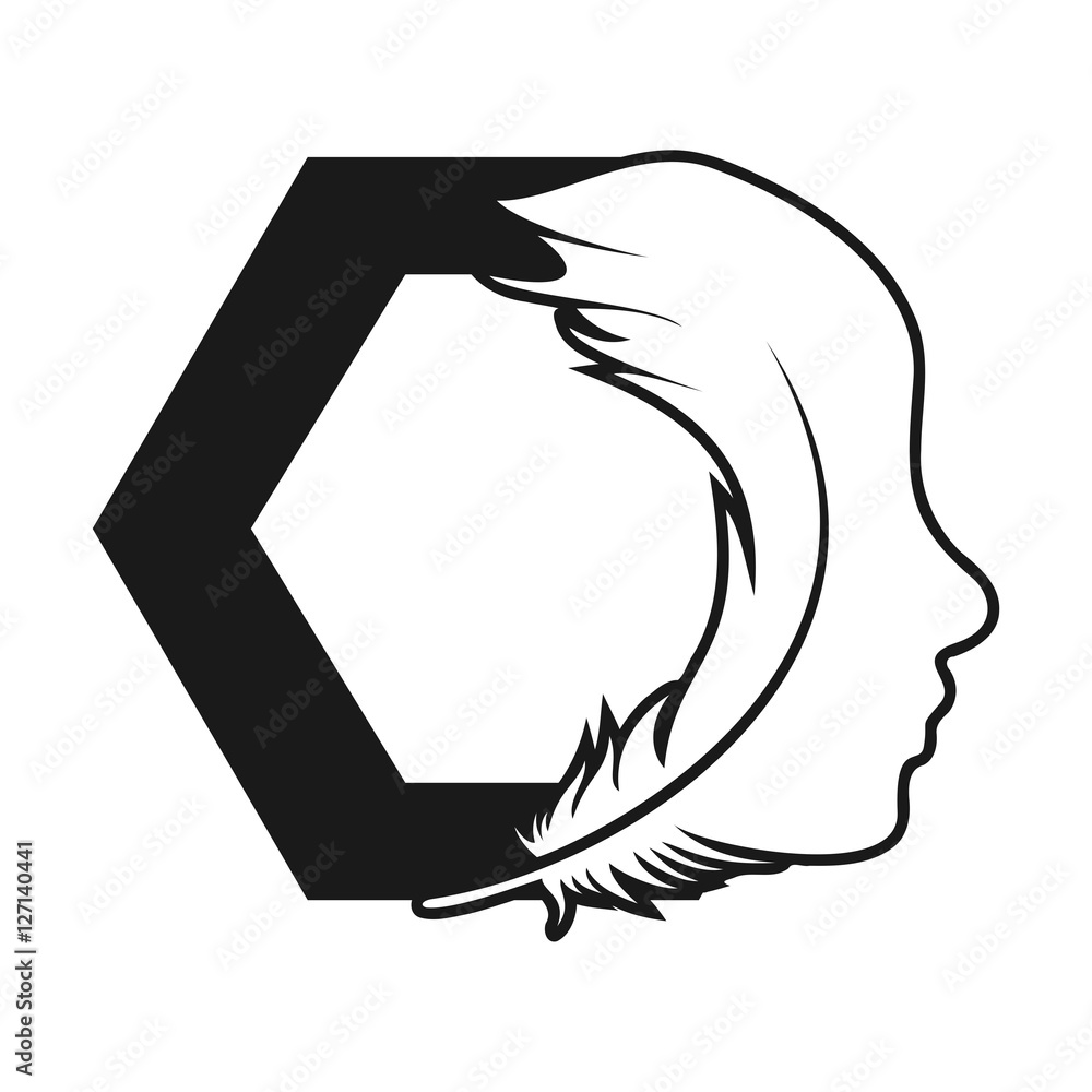 Abstract face logo design, face quill logo design Stock Vector | Adobe ...