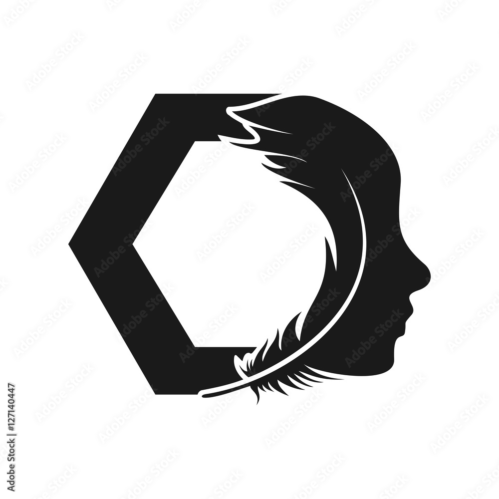 Abstract face logo design, face quill logo design Stock Vector | Adobe ...