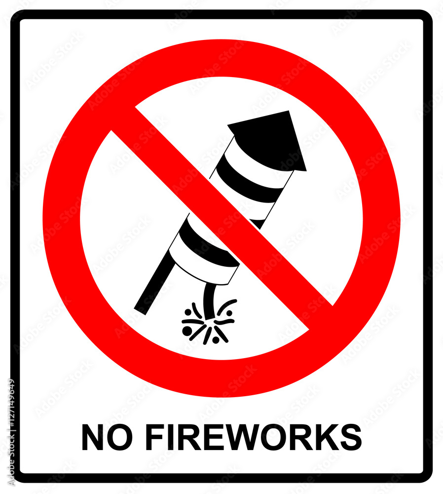 No Fireworks Vector warning icon Stock Vector | Adobe Stock