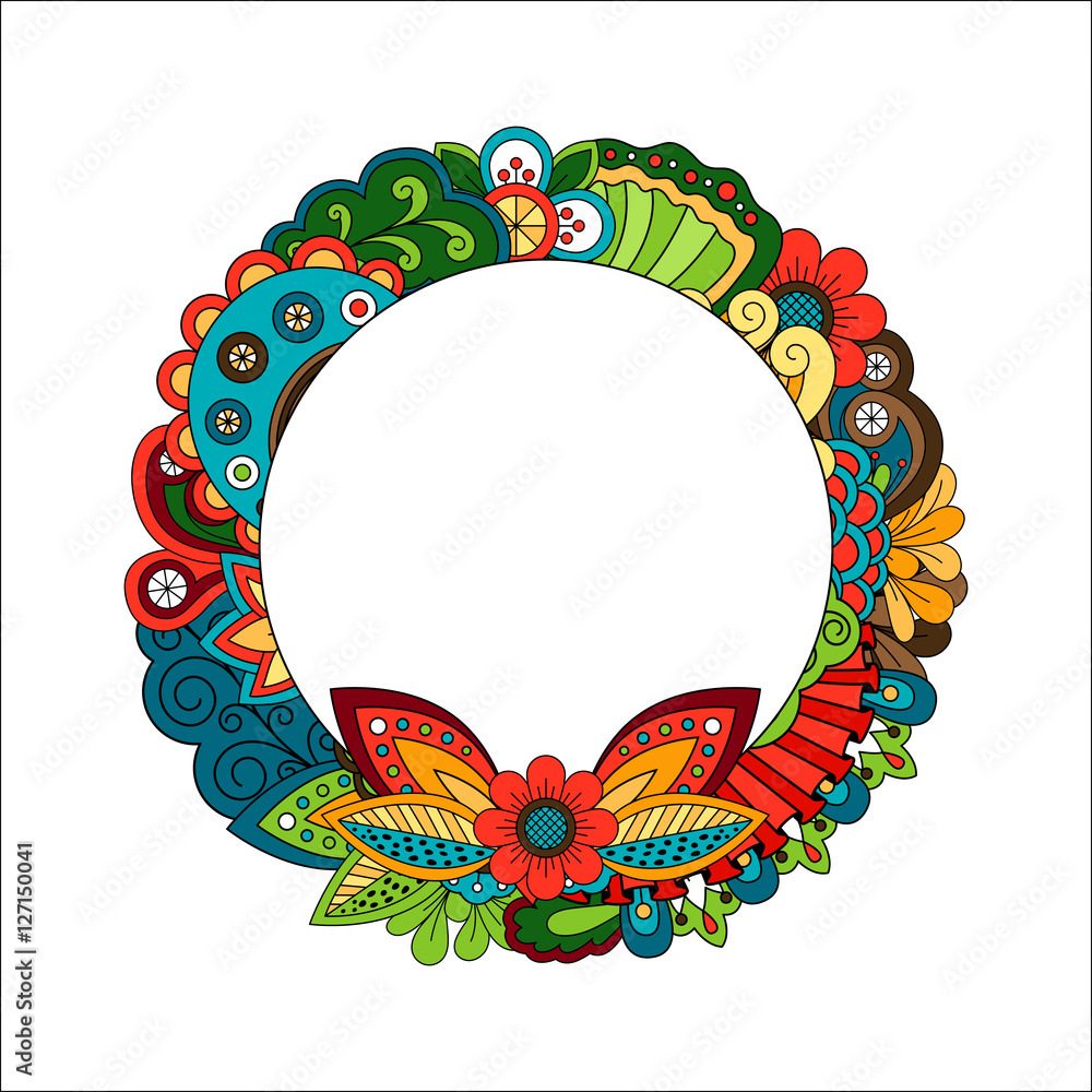Floral circle frame for your photo vector illustration Stock Vector ...