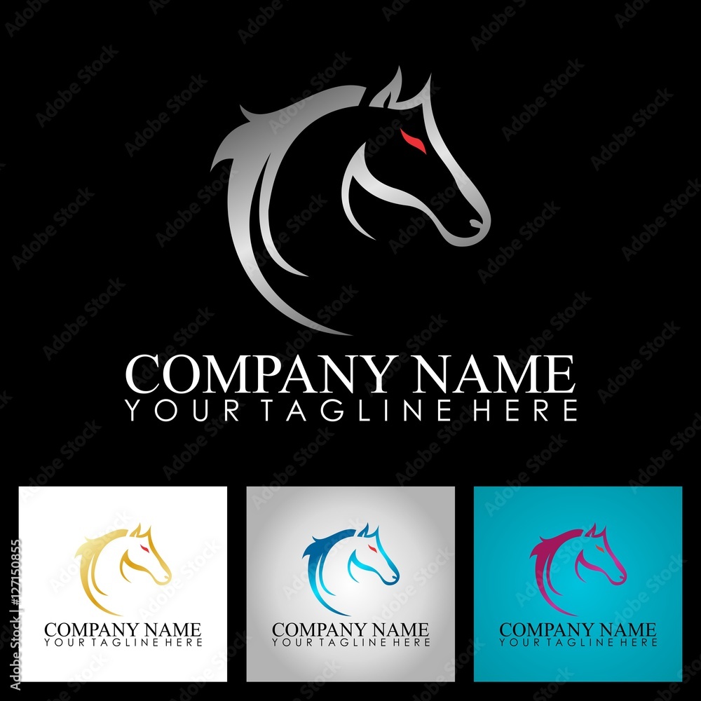 metalic horse head drawing abstract logo Stock Vector | Adobe Stock