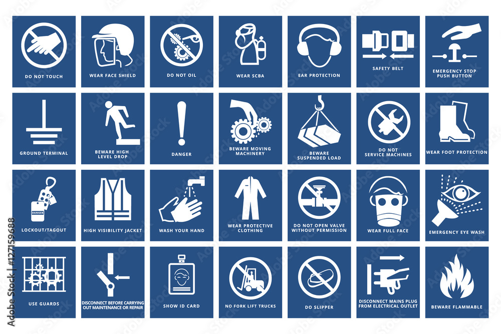 Mandatory signs , Construction health and safety sign used in ...