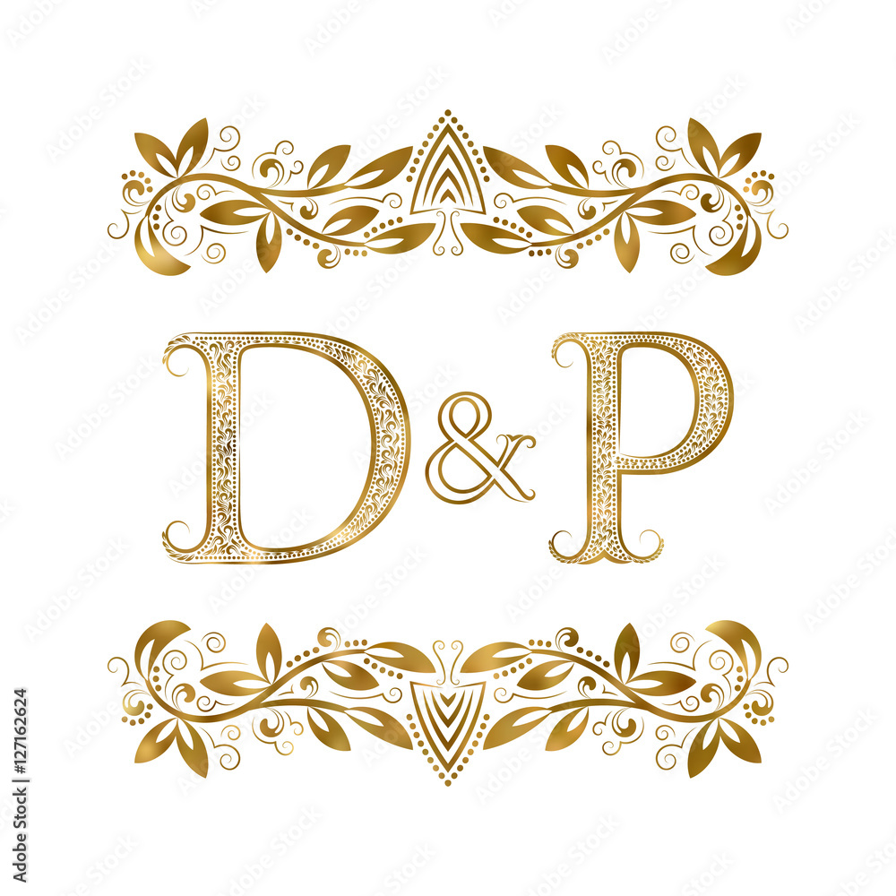 D and P vintage initials logo symbol. The letters are surrounded by ...
