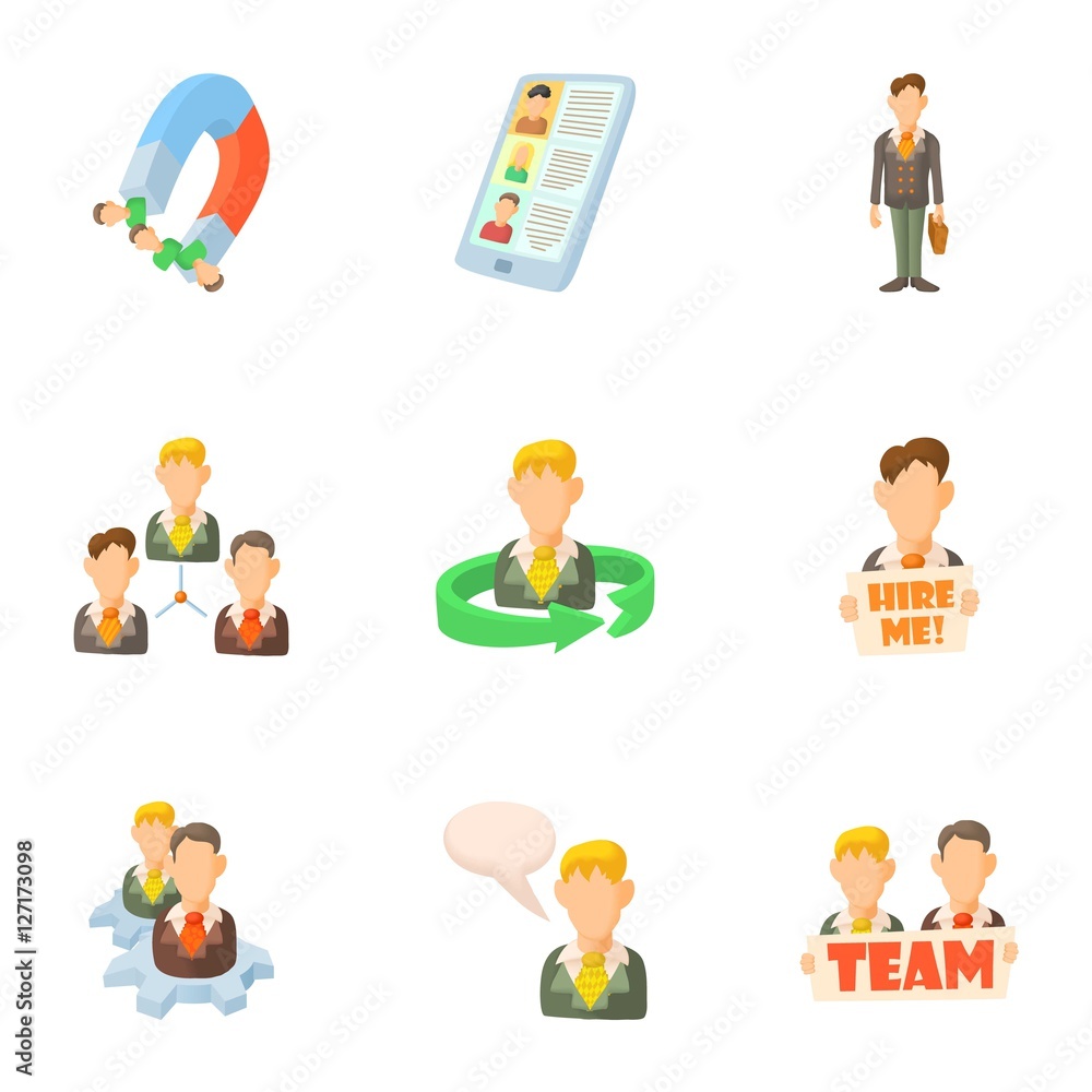 Employee icons set. Cartoon illustration of 9 employee vector icons for ...