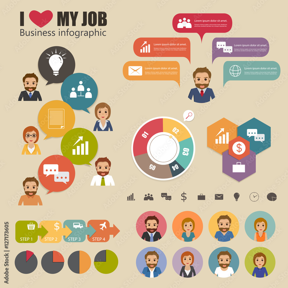 business people character infographic with icon Stock Vector | Adobe Stock