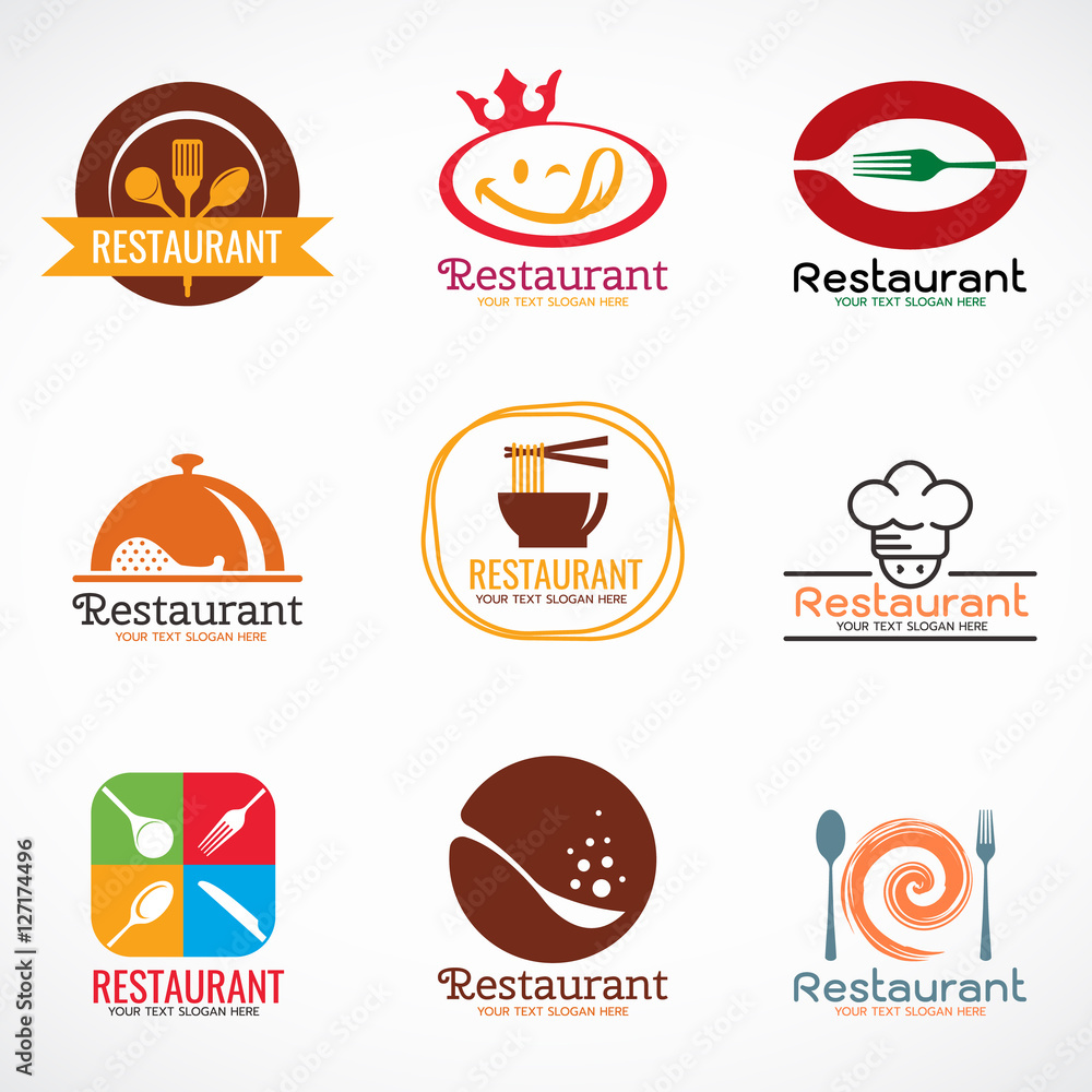 Restaurant logo and food shop logo vector set design Stock Vector ...