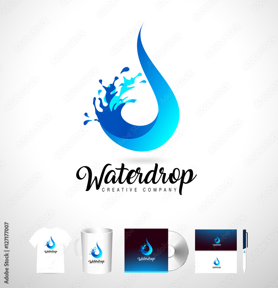 Water Drop Logo. Vector Water Drop Design with Splash. Stock Vector ...