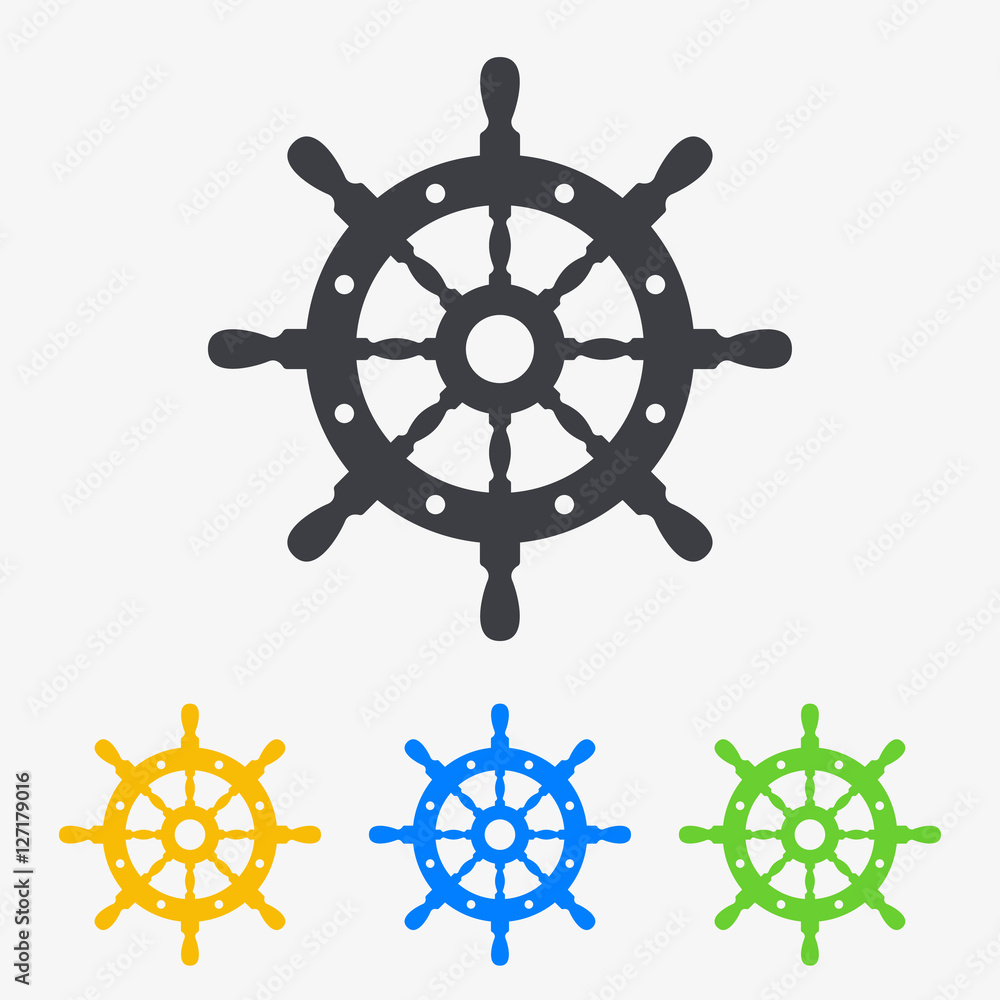 Icono plano timon en varios colores Stock Vector | Adobe Stock