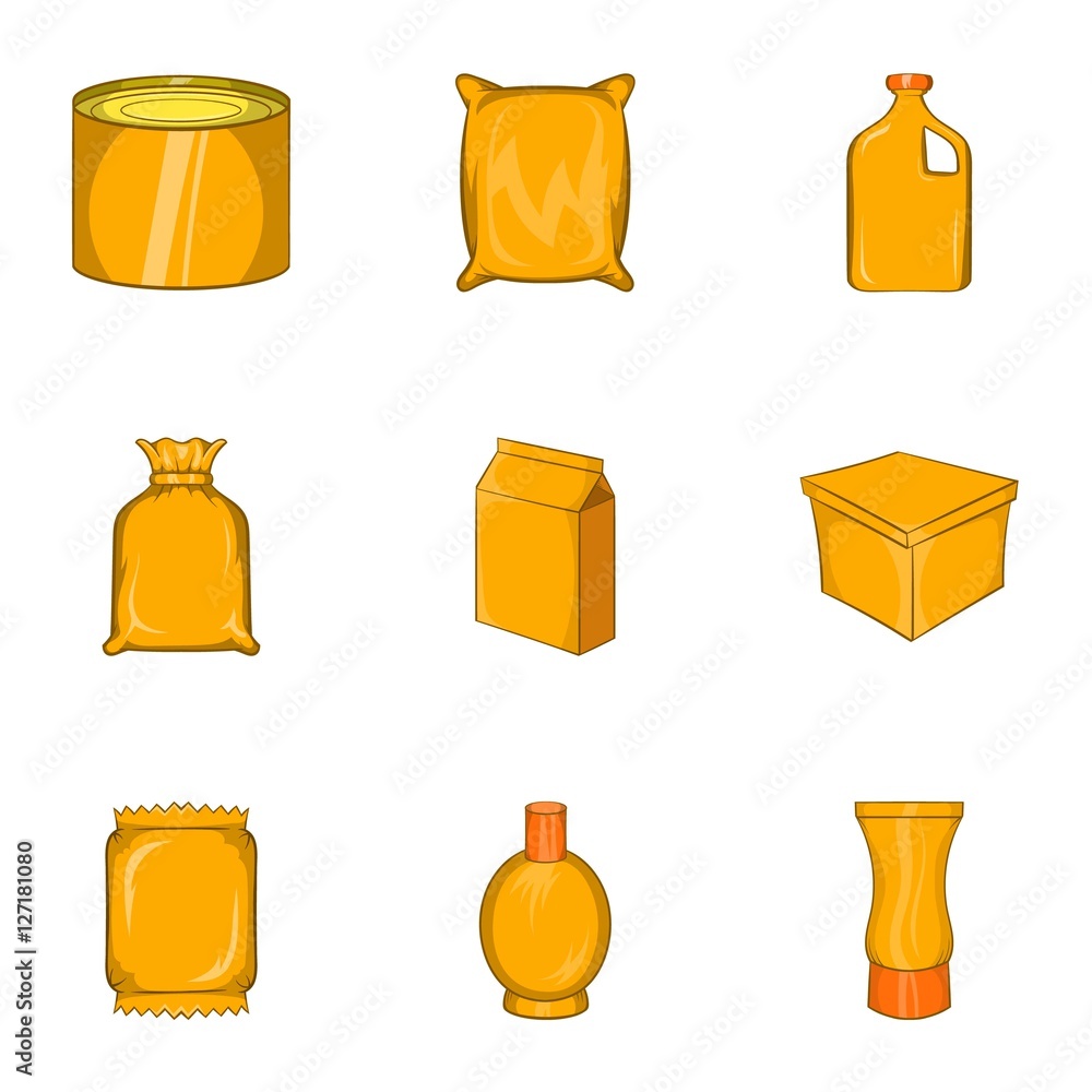 Packaging icons set. Cartoon illustration of 9 packaging vector icons ...