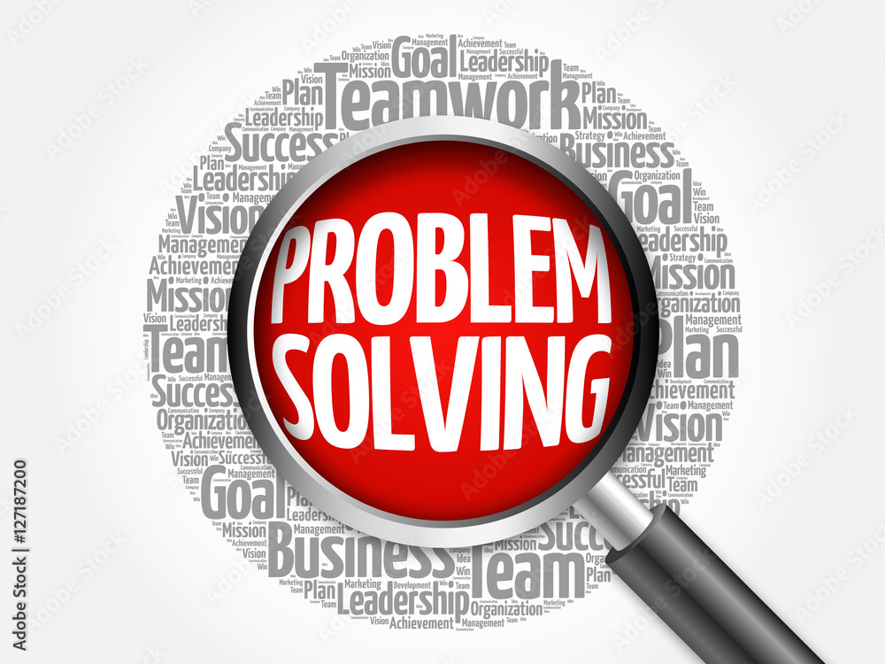 Problem Solving word cloud with magnifying glass, business concept ...